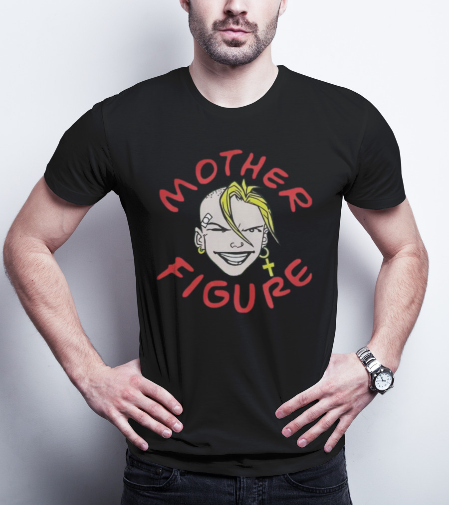 Mother Figure Rebel Character With Cross Earring And Bandage T-Shirt