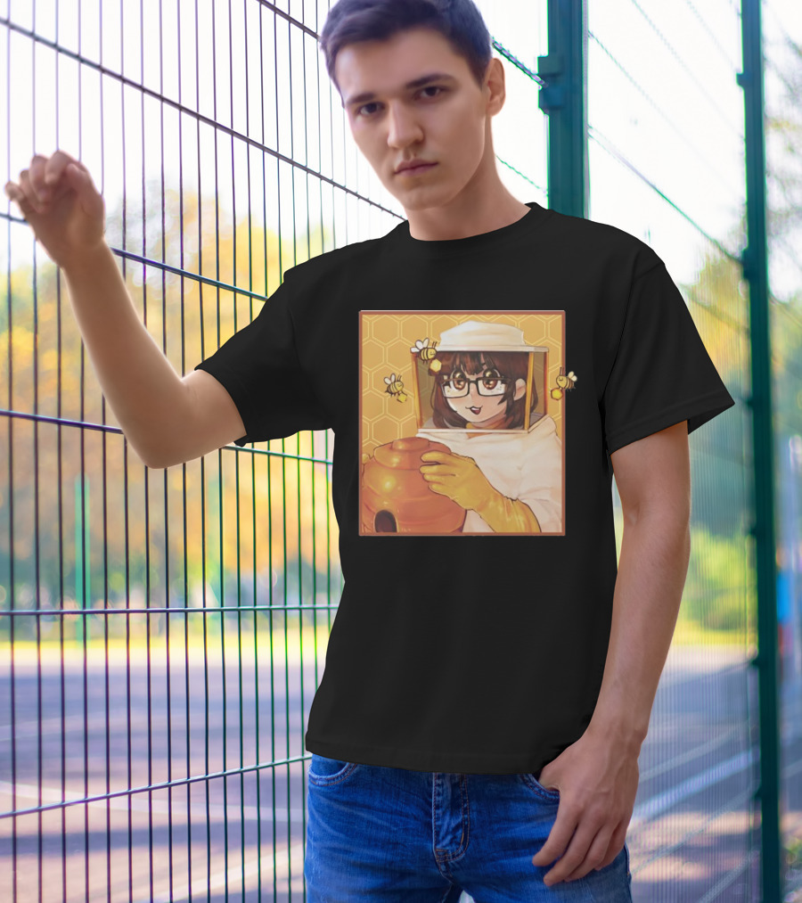 Bizabizow Bee Zabizow Honeycomb Beekeeper Anime Character With Bees And Honeycomb Background T-Shirt