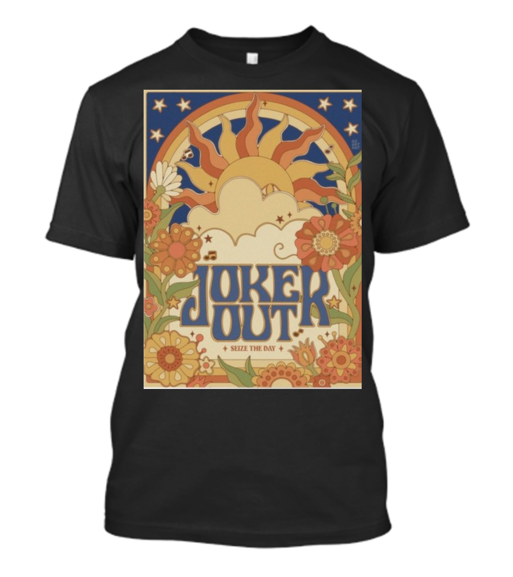 Joker Out Seize The Day Retro Floral Sunburst T-Shirt