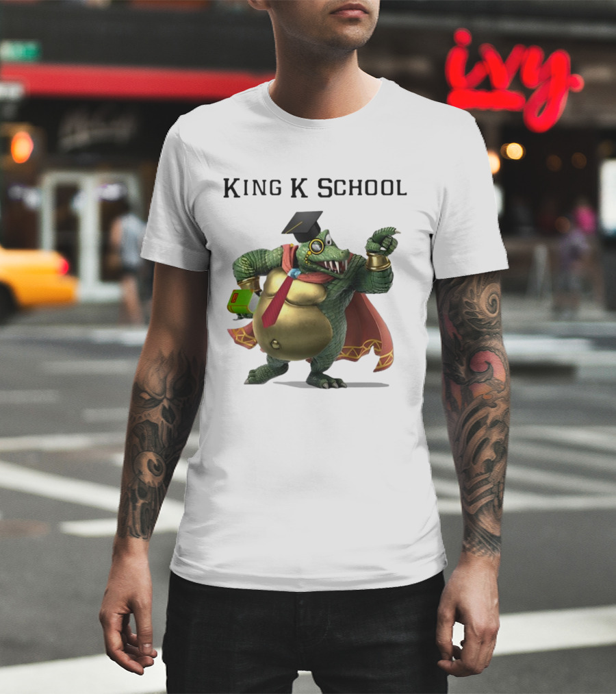 King K School Graduation Crocodile With Book And Cap T-Shirt