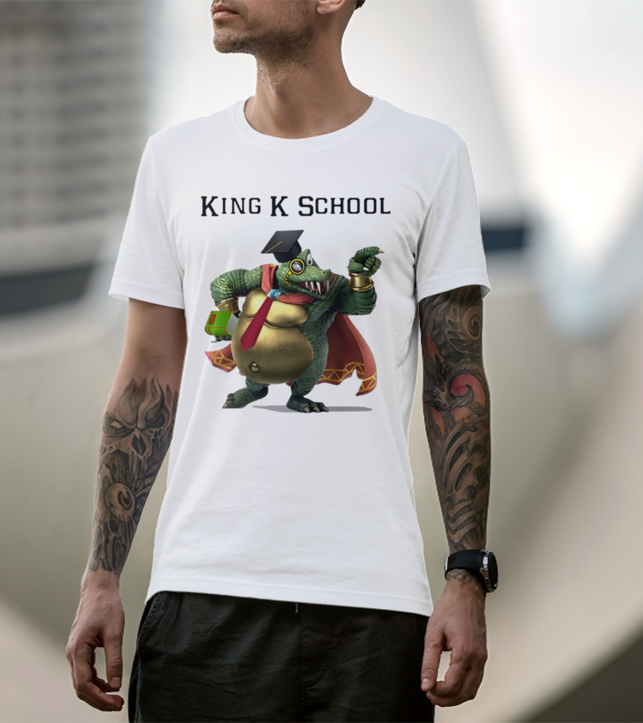 King K School Graduation Crocodile With Book And Cap T-Shirt