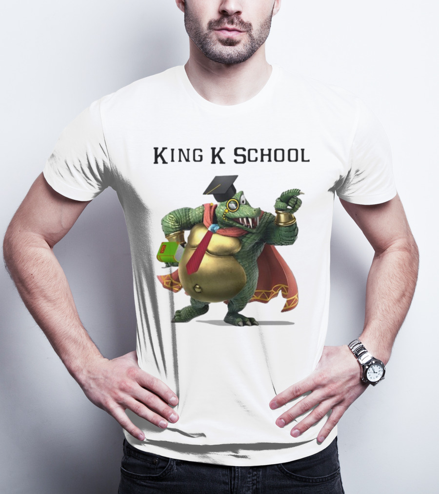 King K School Graduation Crocodile With Book And Cap T-Shirt
