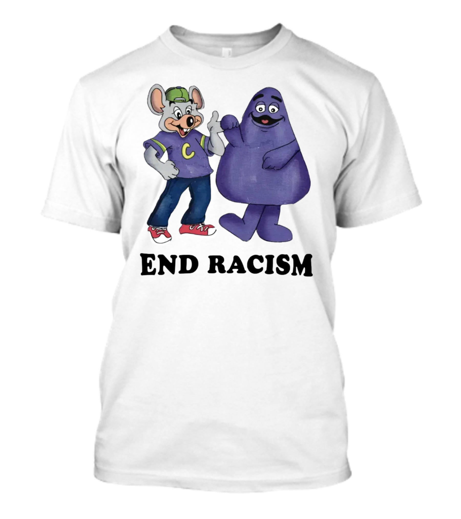 End Racism Aprilassembly Grimmace And Cartoon Mouse T-Shirt