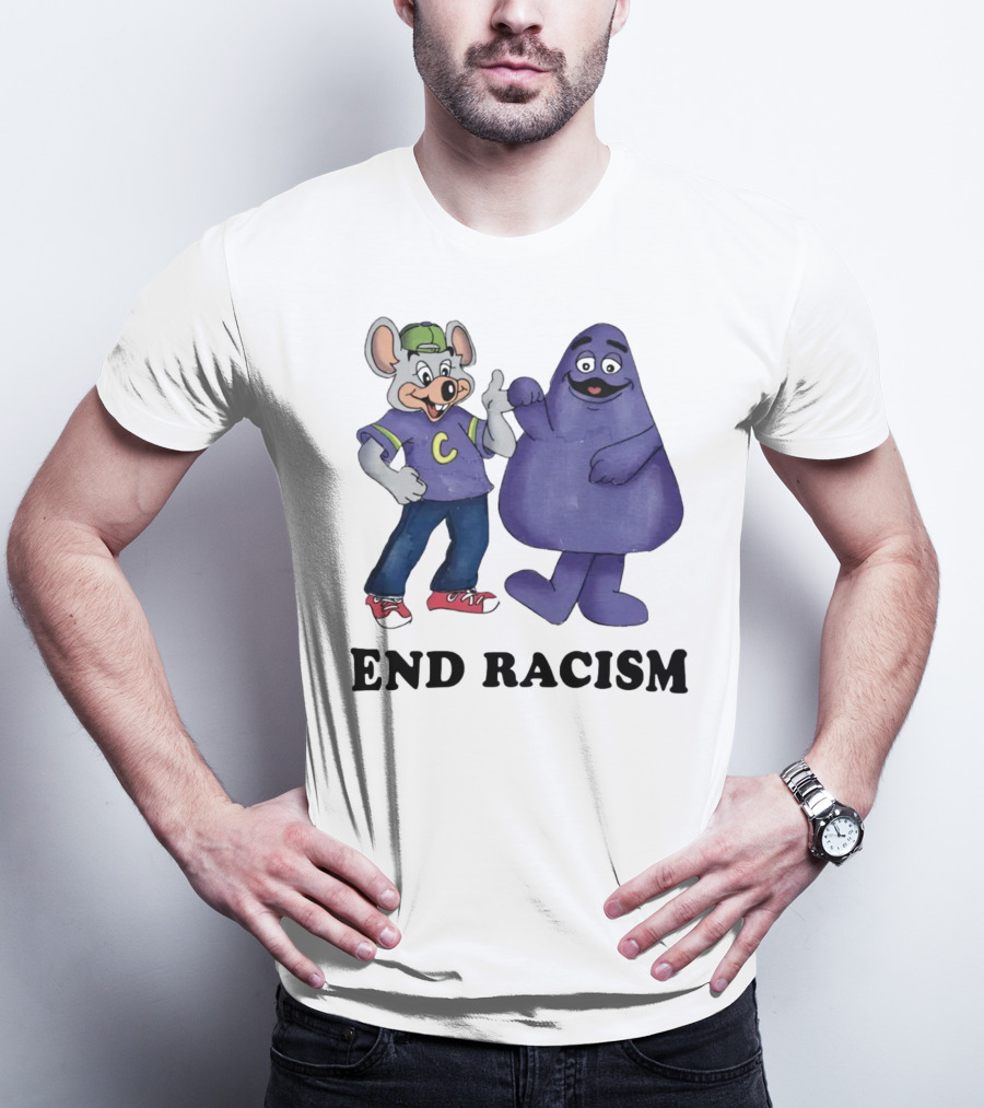 End Racism Aprilassembly Grimmace And Cartoon Mouse T-Shirt