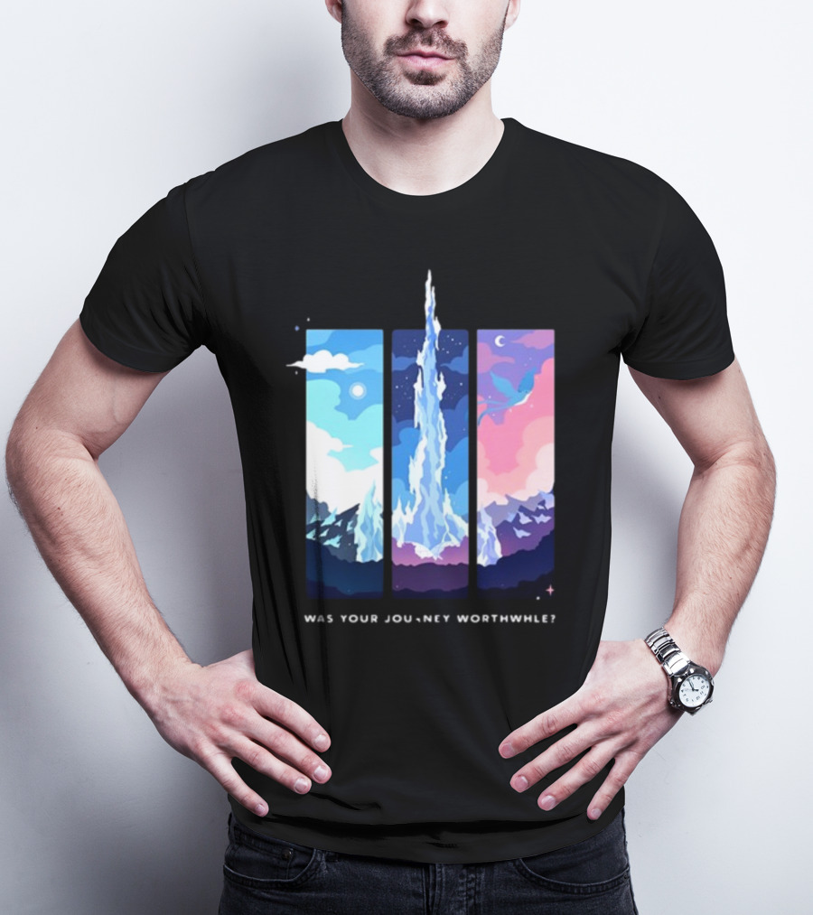 Was Your Journey Worthwhile Cosmic Mountain Sky Triptych T-Shirt