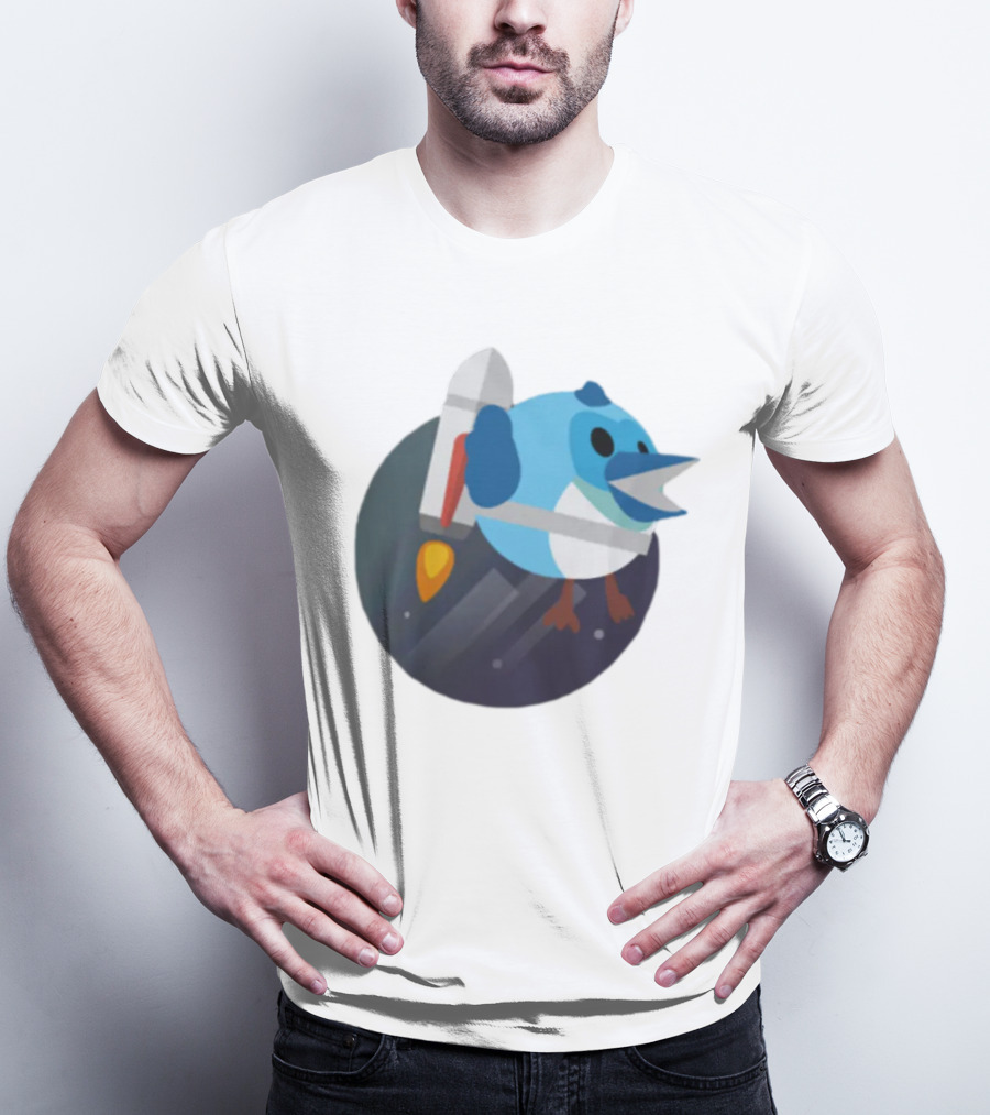 Flutter Dart Dash Iconic Rocket-Powered Bird Character T-Shirt