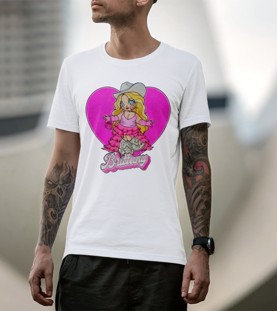 Brittany Heart Cowgirl Doll Boots Pink Ruffles Cartoon T-Shirt