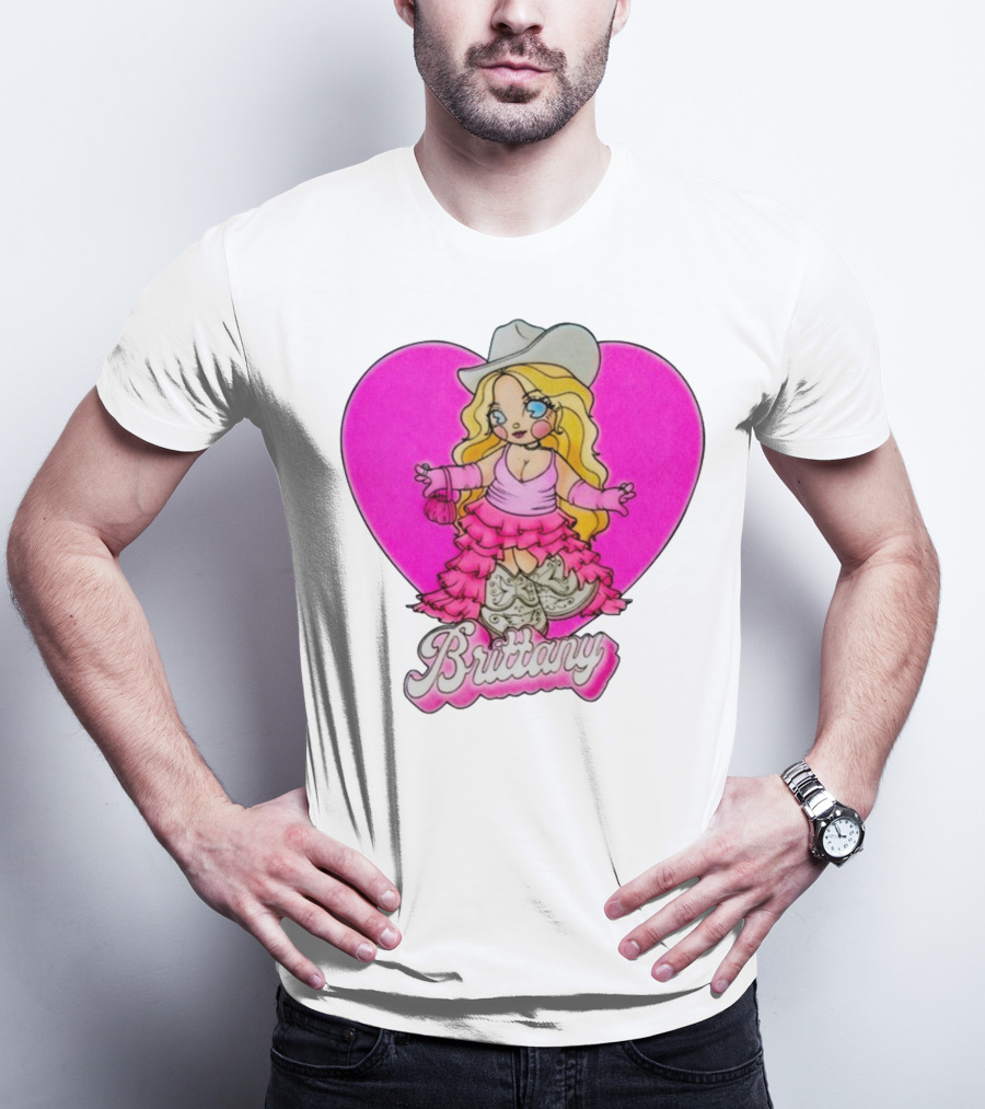 Brittany Heart Cowgirl Doll Boots Pink Ruffles Cartoon T-Shirt