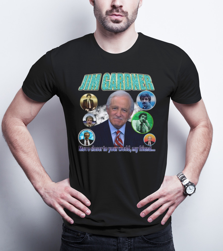 Jim Gardner Move Closer To Your World My Friend Retro Circle Montage T-Shirt