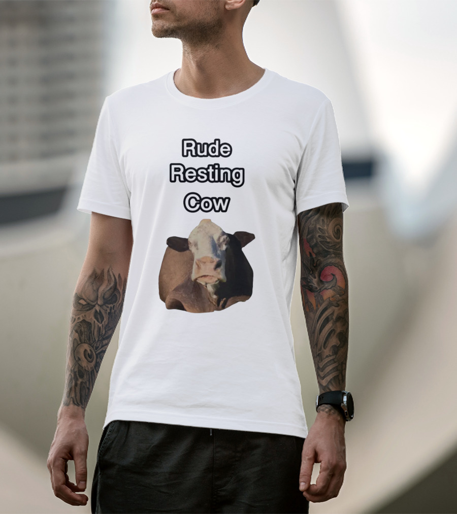 Rude Resting Cow Expression T-Shirt