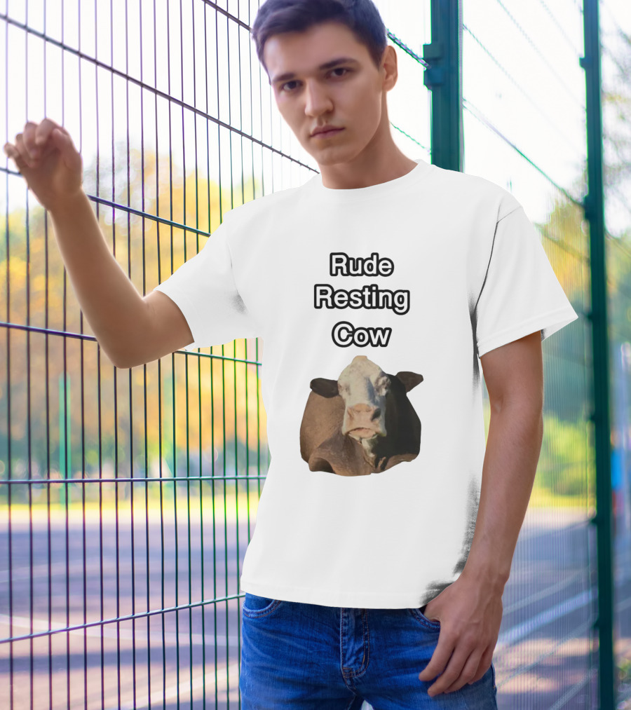 Rude Resting Cow Expression T-Shirt