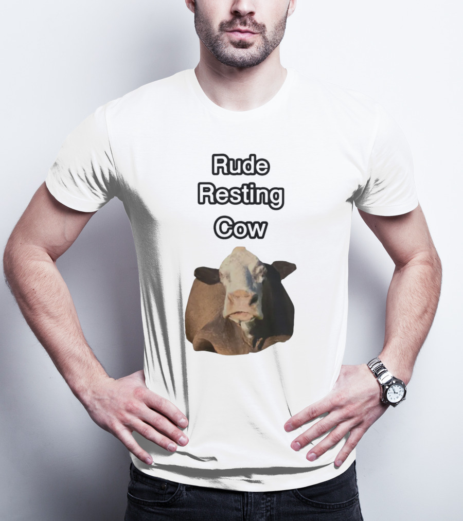 Rude Resting Cow Expression T-Shirt