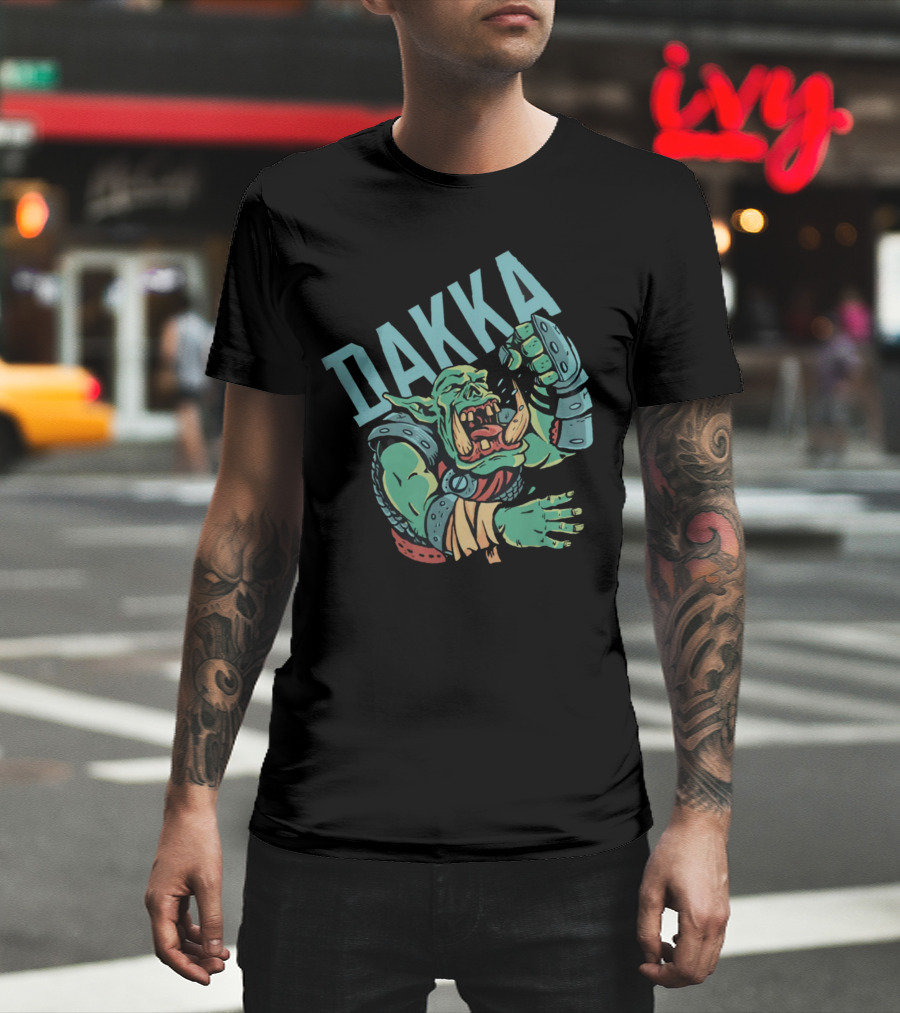 Dakka Ork Battle Cry Power Fist Armor T-Shirt