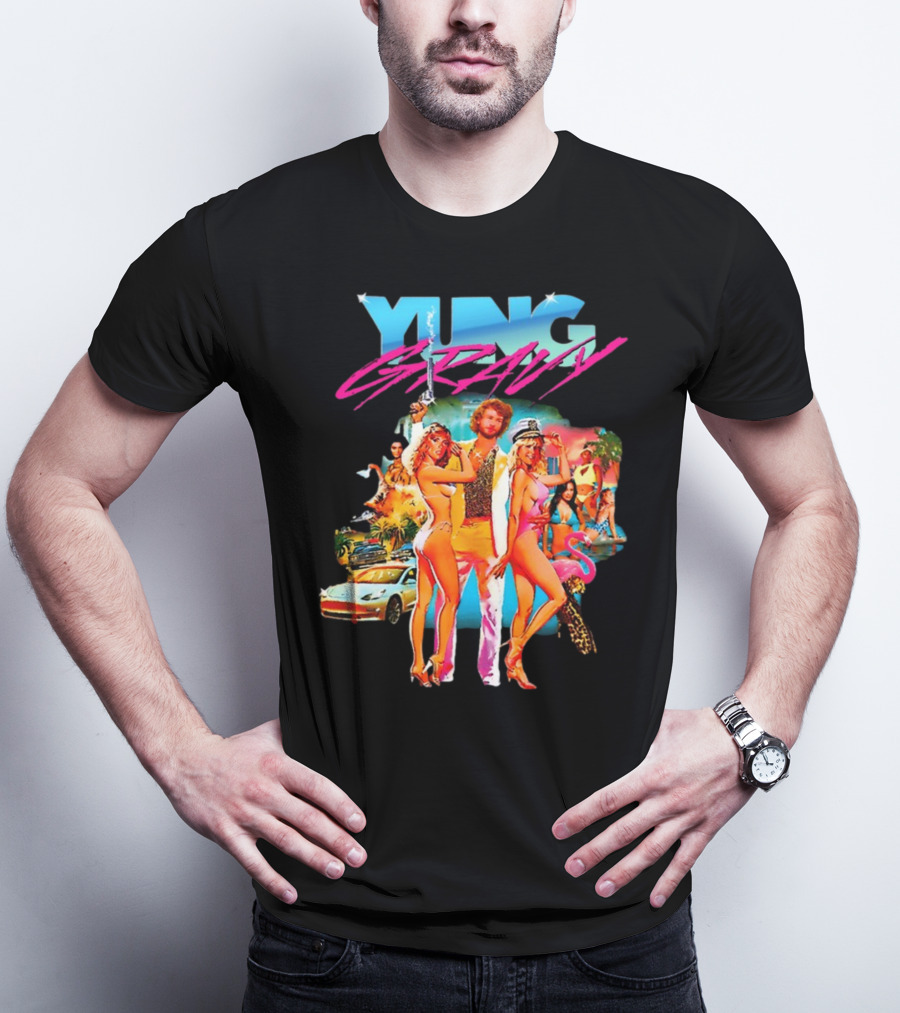 Yung Gravy Retro Miami Vice Aesthetic Vibrant Party Scene T-Shirt