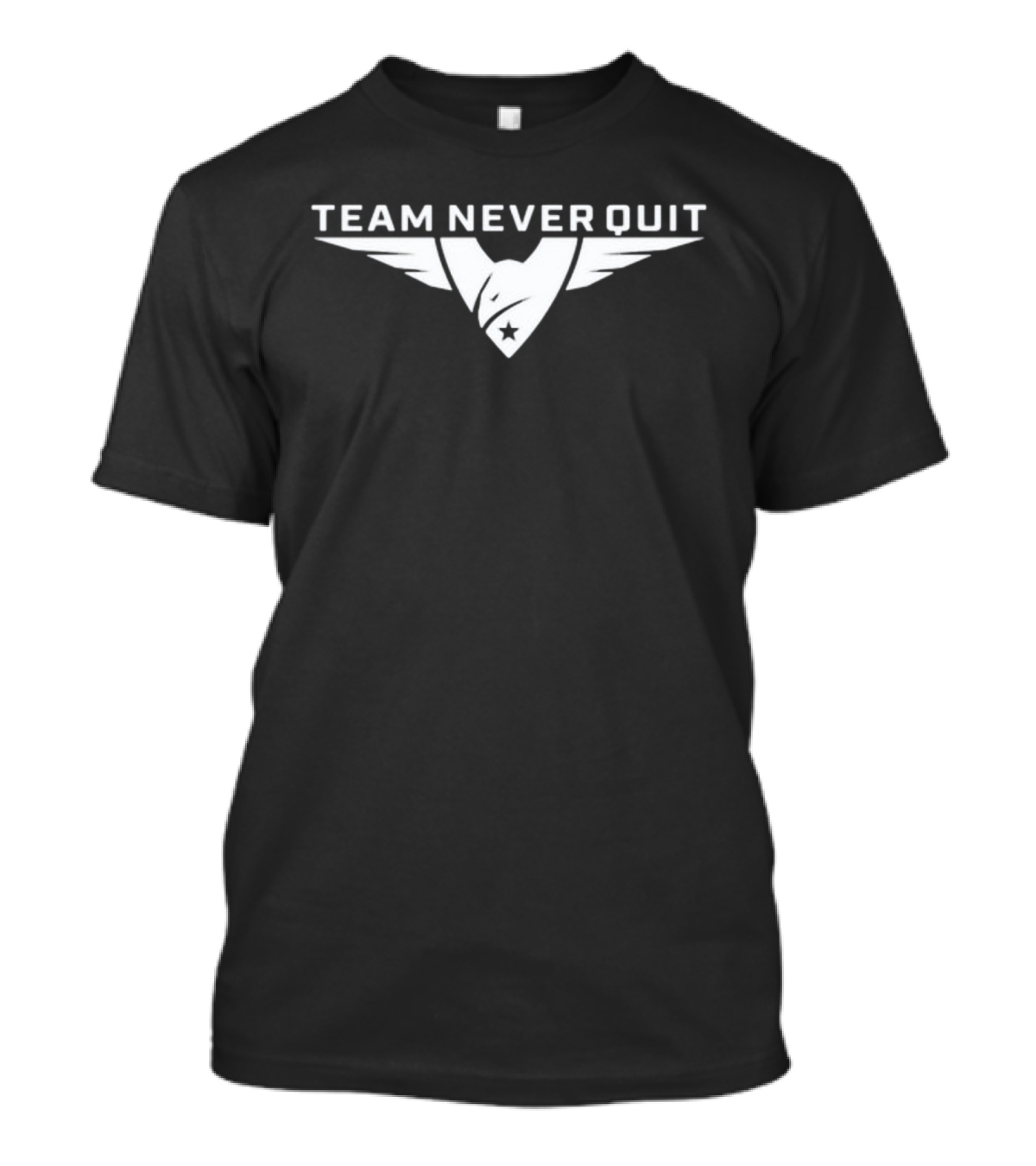 Team Never Quit Eagle Wings Logo With Star Badge T-Shirt