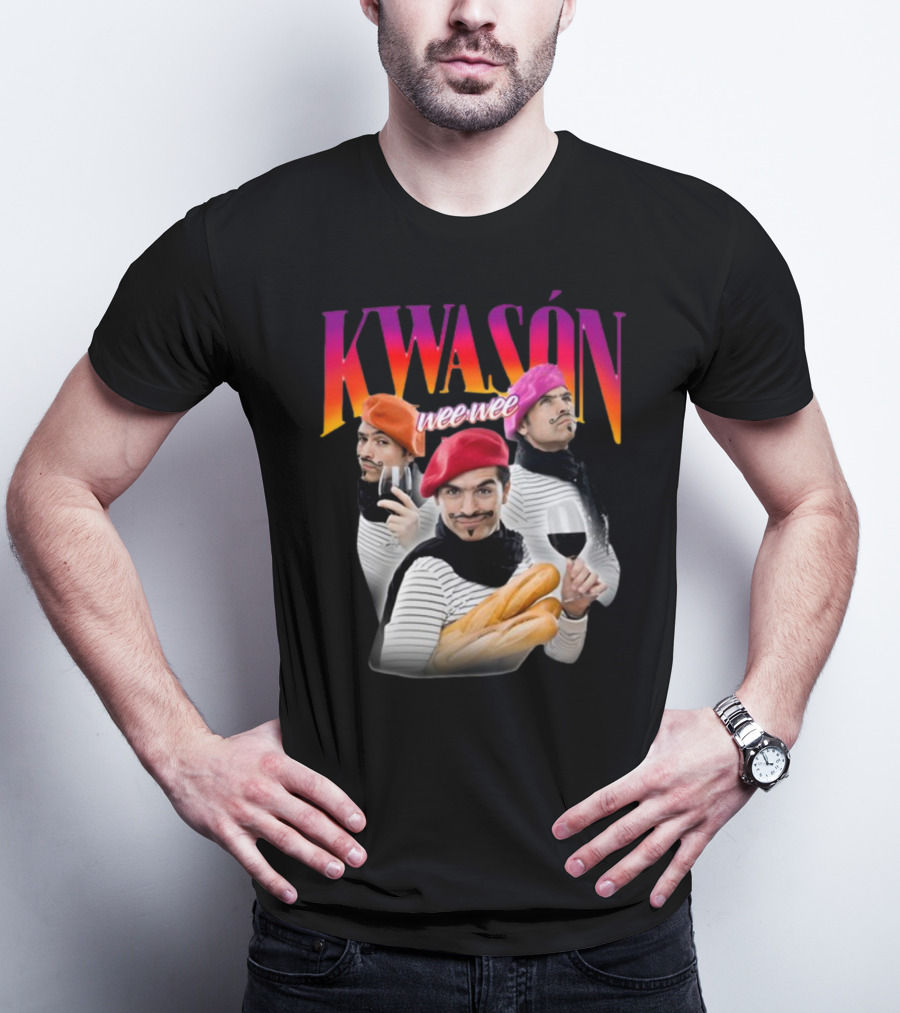 KWASÓN Wee Wee Baguette Trio With Wine And Beret T-Shirt
