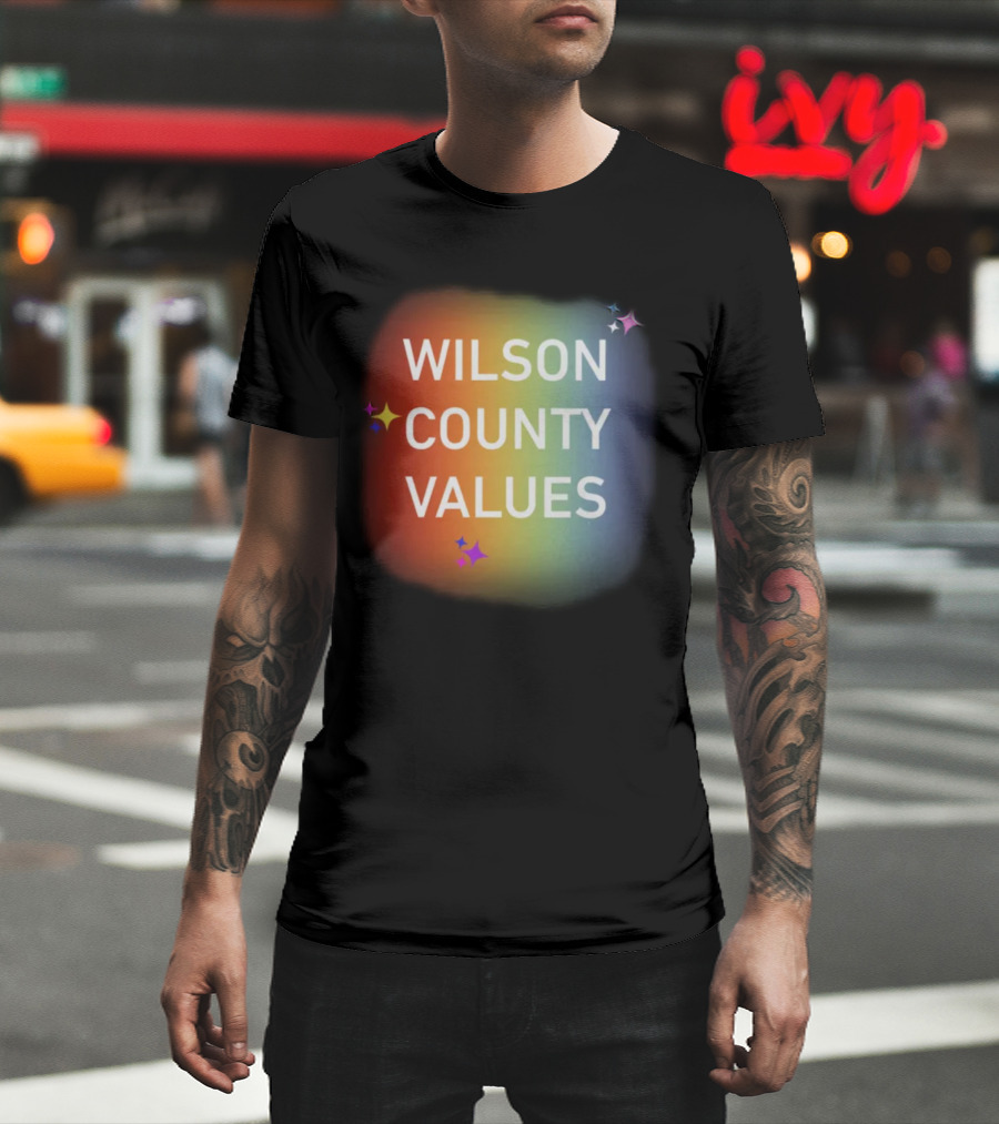 WILSON COUNTY VALUES Rainbow Colors With Stars T-Shirt