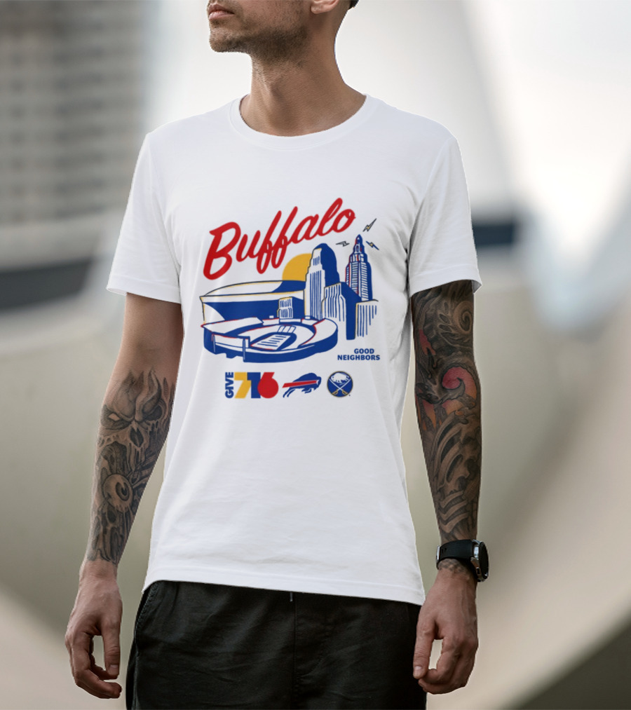 Buffalo Good Neighbors Skyline Give 716 Sabres Bills Elements T-Shirt