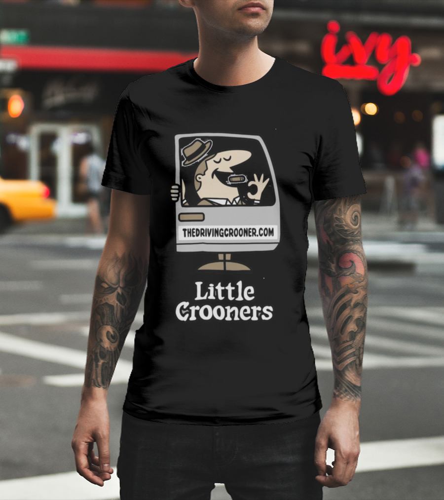 Little Crooners Thedrivingcrooner.com Microphone Character T-Shirt