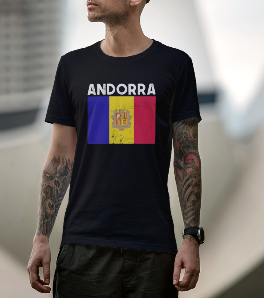 ANDORRA Flag Andorra4032 Iconic Symbol Emblem T-Shirt