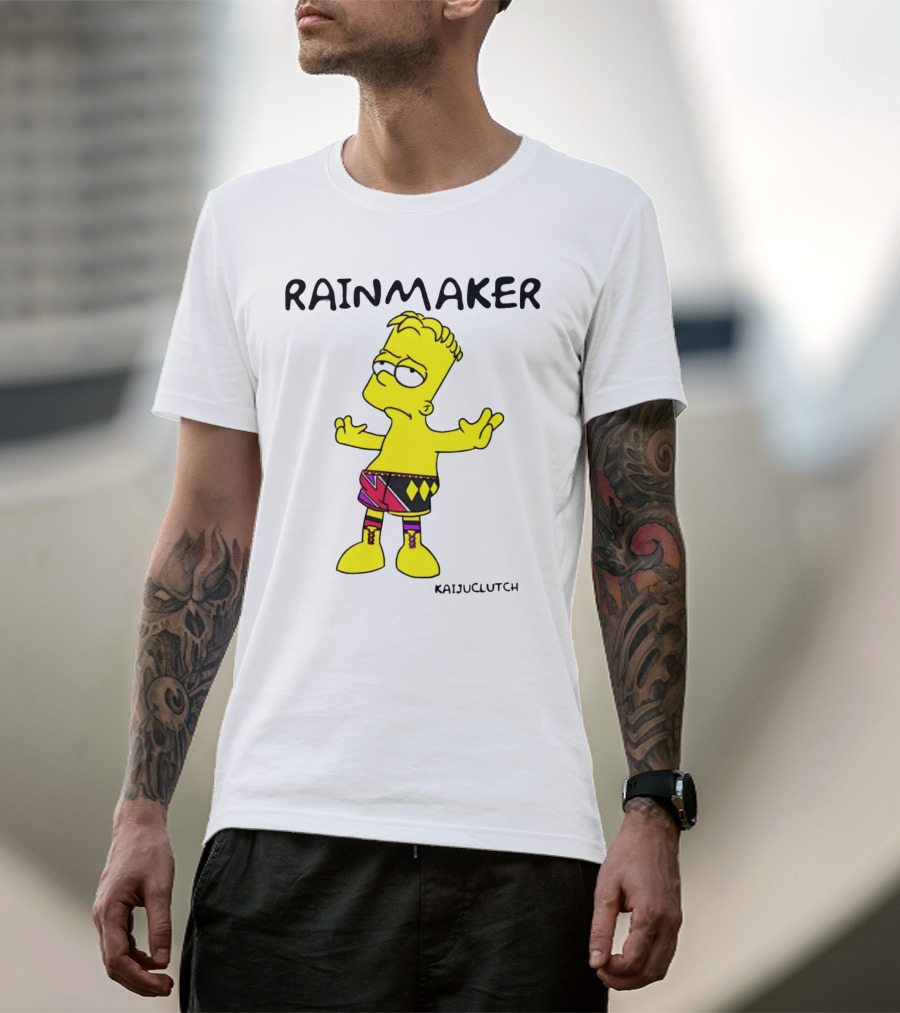Rainmaker Wrestler Cartoon Character In Colorful Shorts T-Shirt