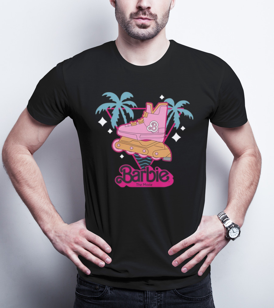 Barbie The Movie Tropical Rollerblade Palm Trees T-Shirt