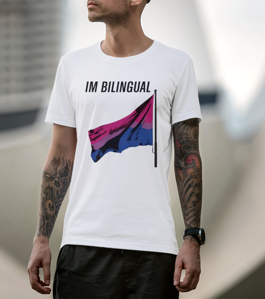 IM Bilingual Flag With Pink Purple And Blue Stripes T-Shirt