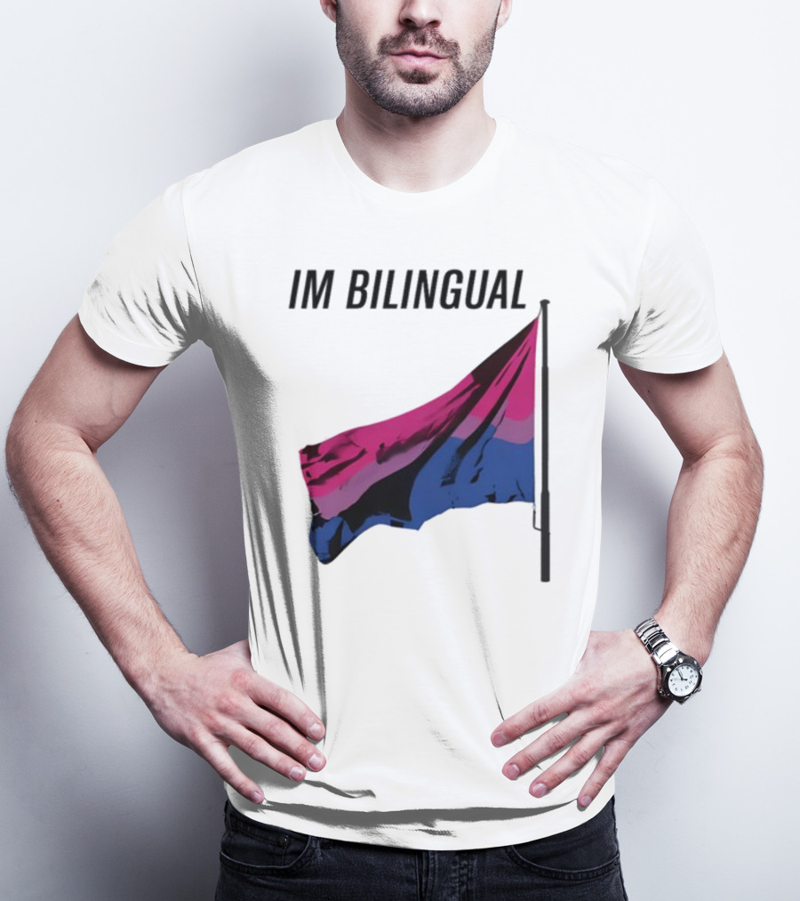 IM Bilingual Flag With Pink Purple And Blue Stripes T-Shirt