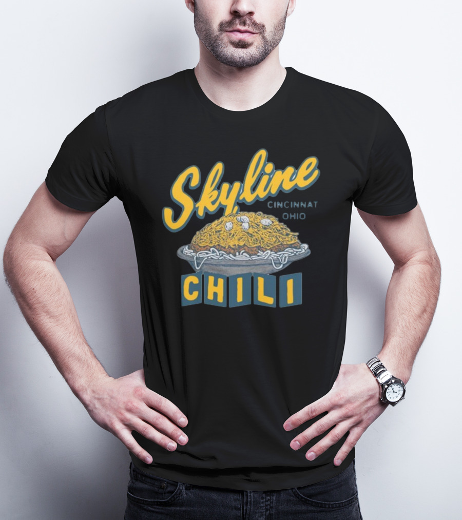 Skyline Chili Cincinnati Ohio Pop Culture Food Icon With Classic Spaghetti And Cheese Plate T-Shirt