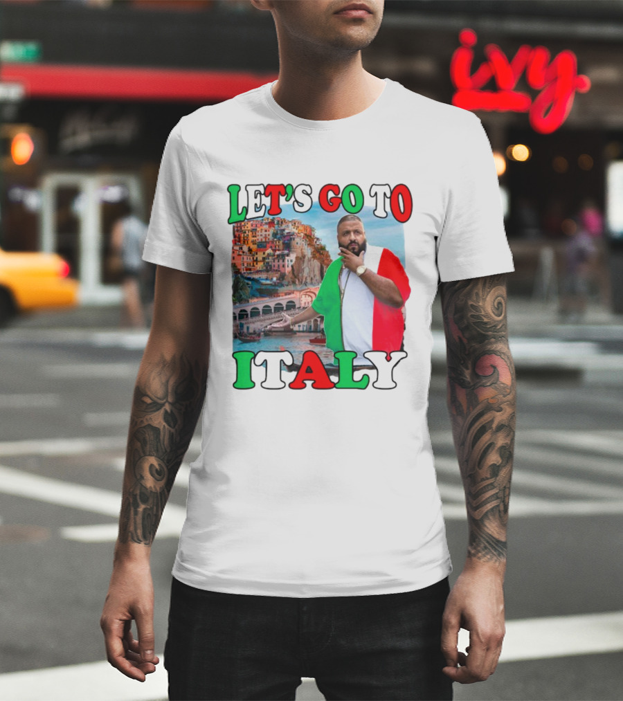 Funnyahhtees Let’s Go To Italy Dj Khaled Colorful Coastal Adventure T-Shirt
