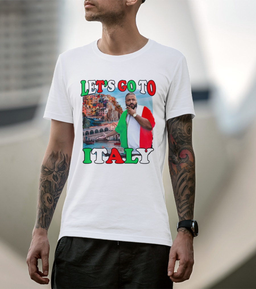 Funnyahhtees Let’s Go To Italy Dj Khaled Colorful Coastal Adventure T-Shirt