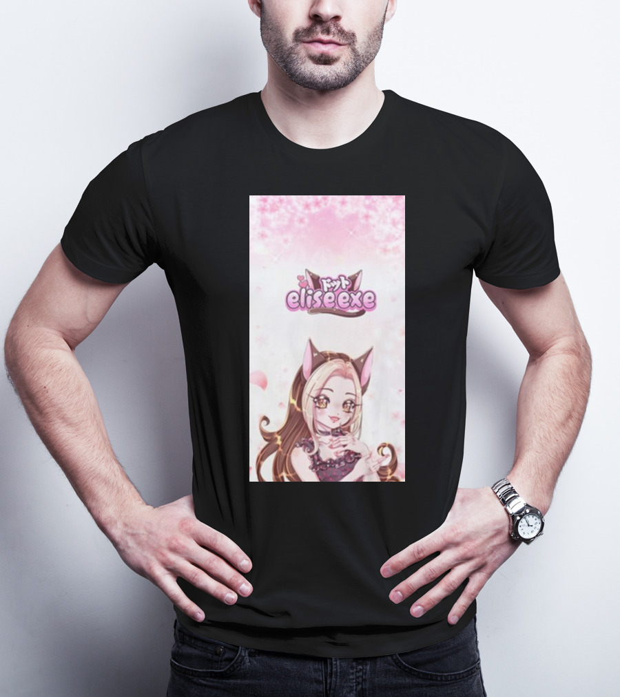 Elisedotexe Elise Exe Manga Character Aesthetic With Cat Ears And Sakura Blossoms T-Shirt