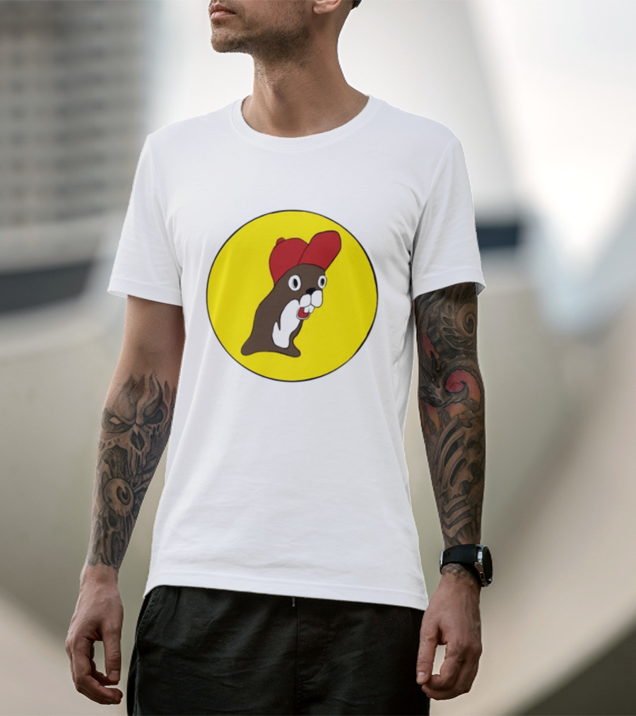 Baby Genius Beaver Red Cap Yellow Circle Buc-ee's Cup T-Shirt
