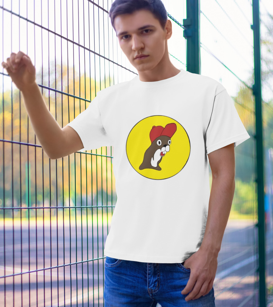 Baby Genius Beaver Red Cap Yellow Circle Buc-ee's Cup T-Shirt