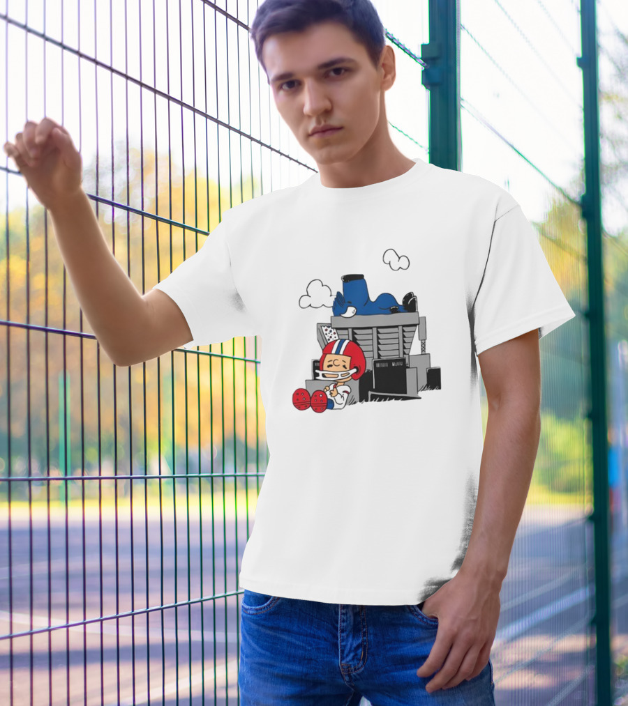 Waiting The Season Football Player Snoozing On Bleachers T-Shirt