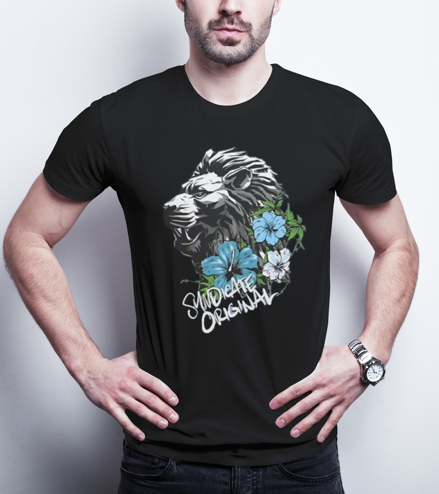 Syndicate Original Lion With Blue Flowers T-Shirt