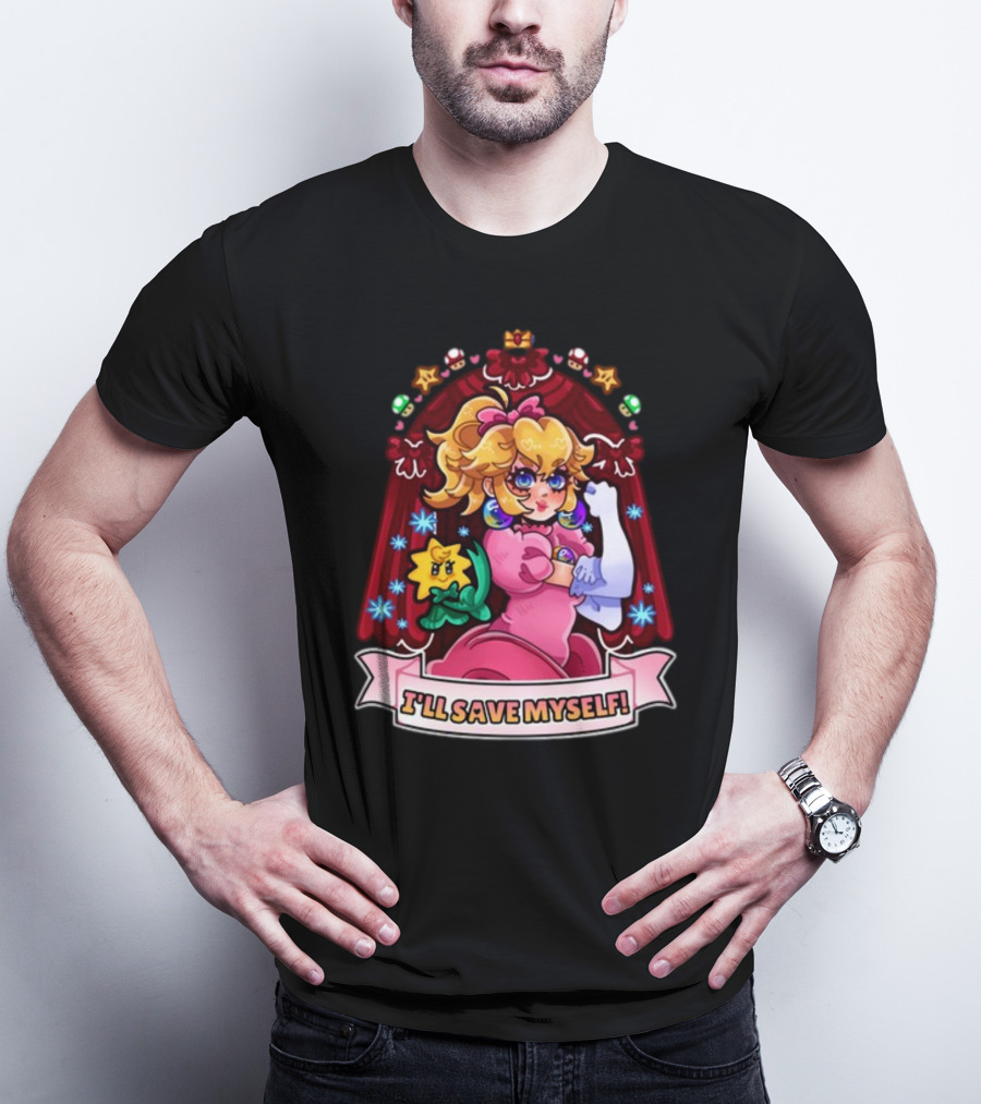 Jamealipuff I'll Save Myself Princess Parody With Flowers And Stars T-Shirt