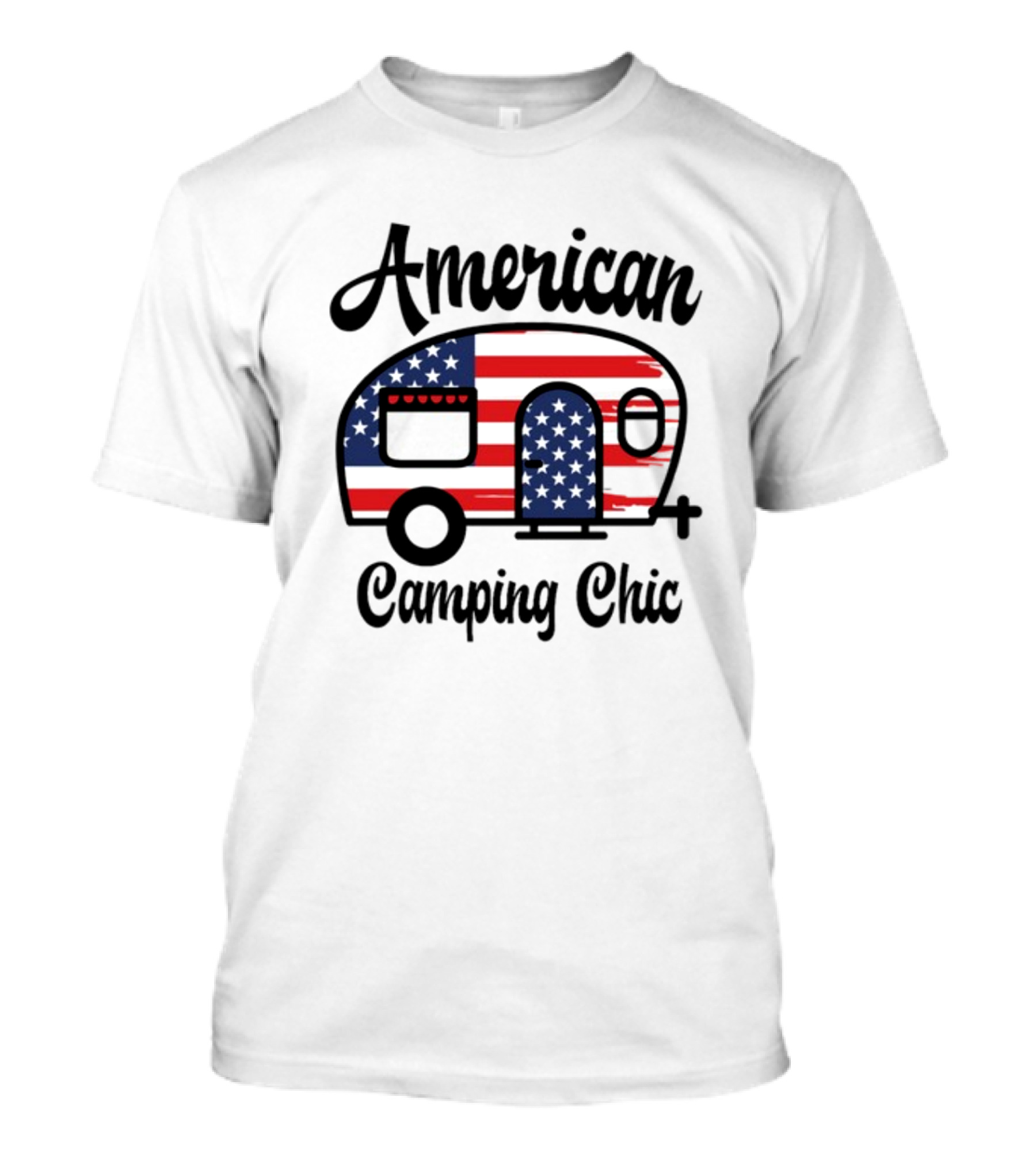 American Camping Chic Flag Camper T-Shirt