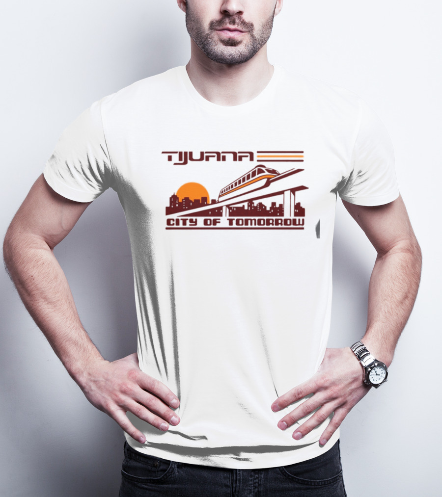 Tijuana City Of Tomorrow Sunset Skyline Monorail T-Shirt