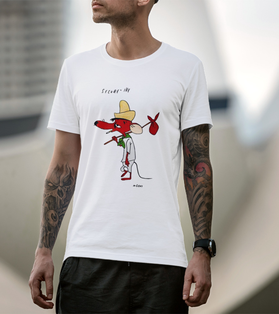 Secured The Bag Mouse Cartoon Character With Sombrero Baguio Street T-Shirt