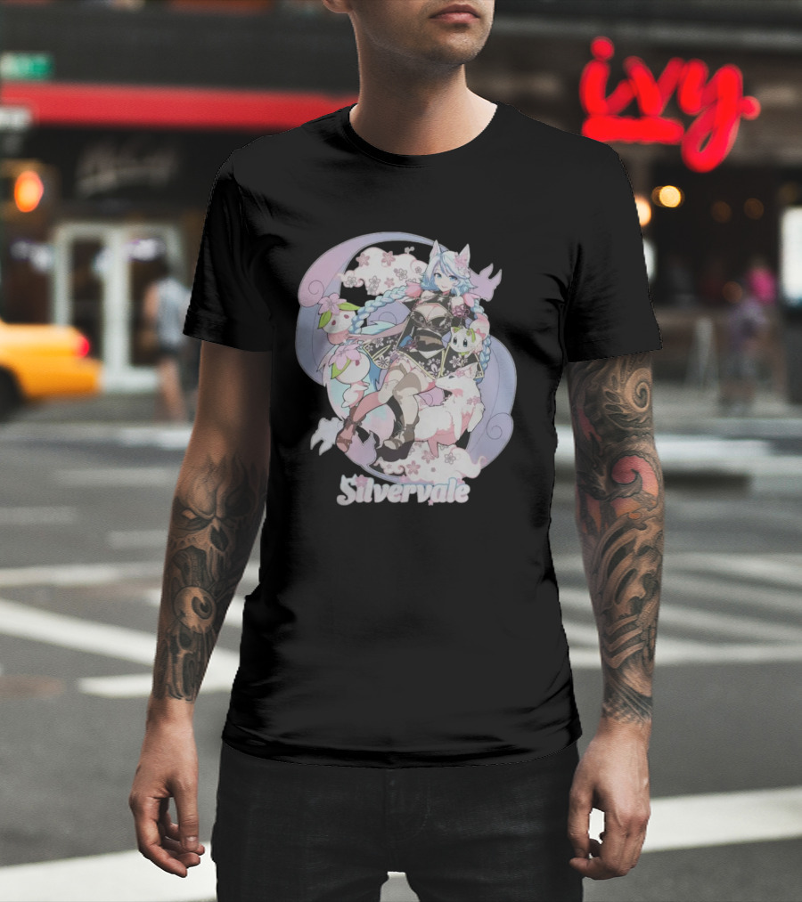 Silvervale Pastel Anime Fantasy Character With Floral Elements T-Shirt