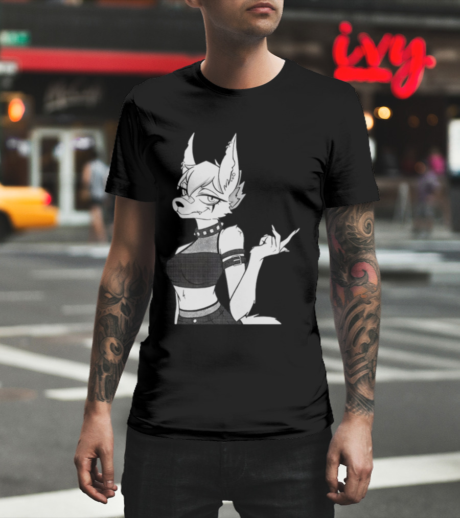 Punk Girl Jackal Attitude Aesthetic T-Shirt