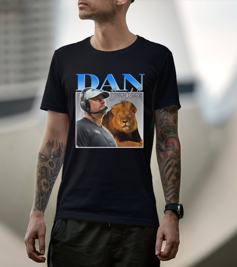 Dan Campbell Detroit Lions Coach With Lion Vintage T-Shirt