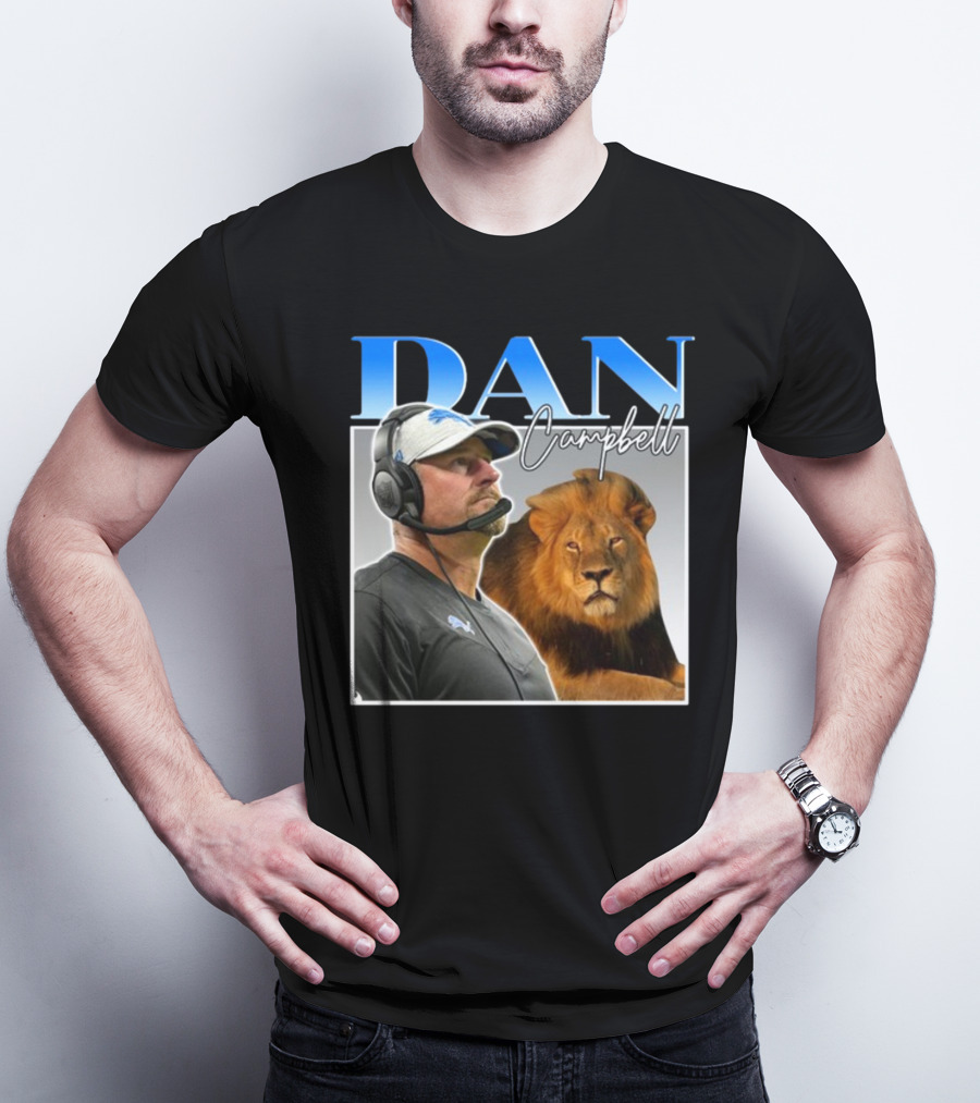 Dan Campbell Detroit Lions Coach With Lion Vintage T-Shirt