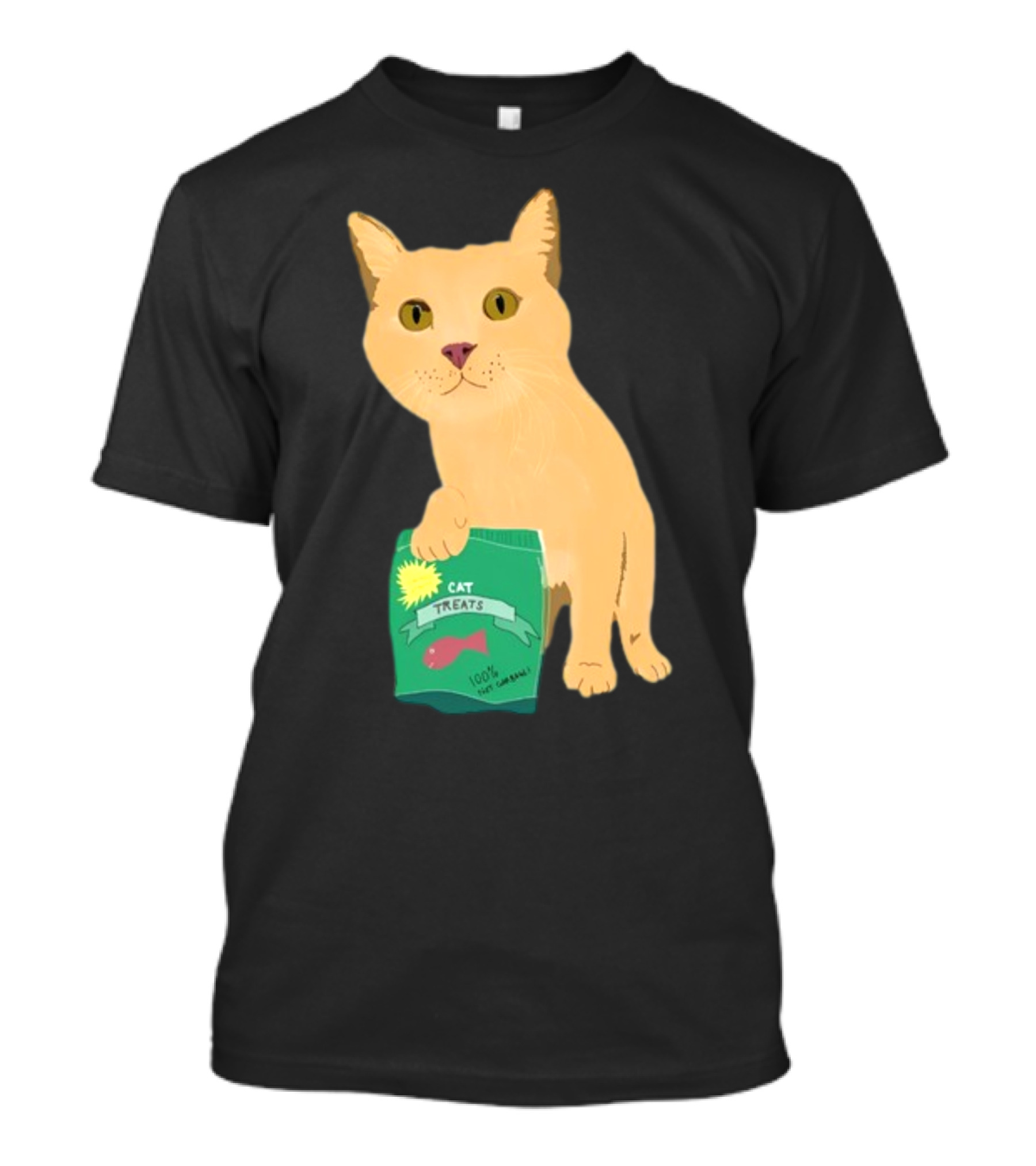 KatRose Cat Treats 100% Fish Formula Cat Holding Green Package T-Shirt