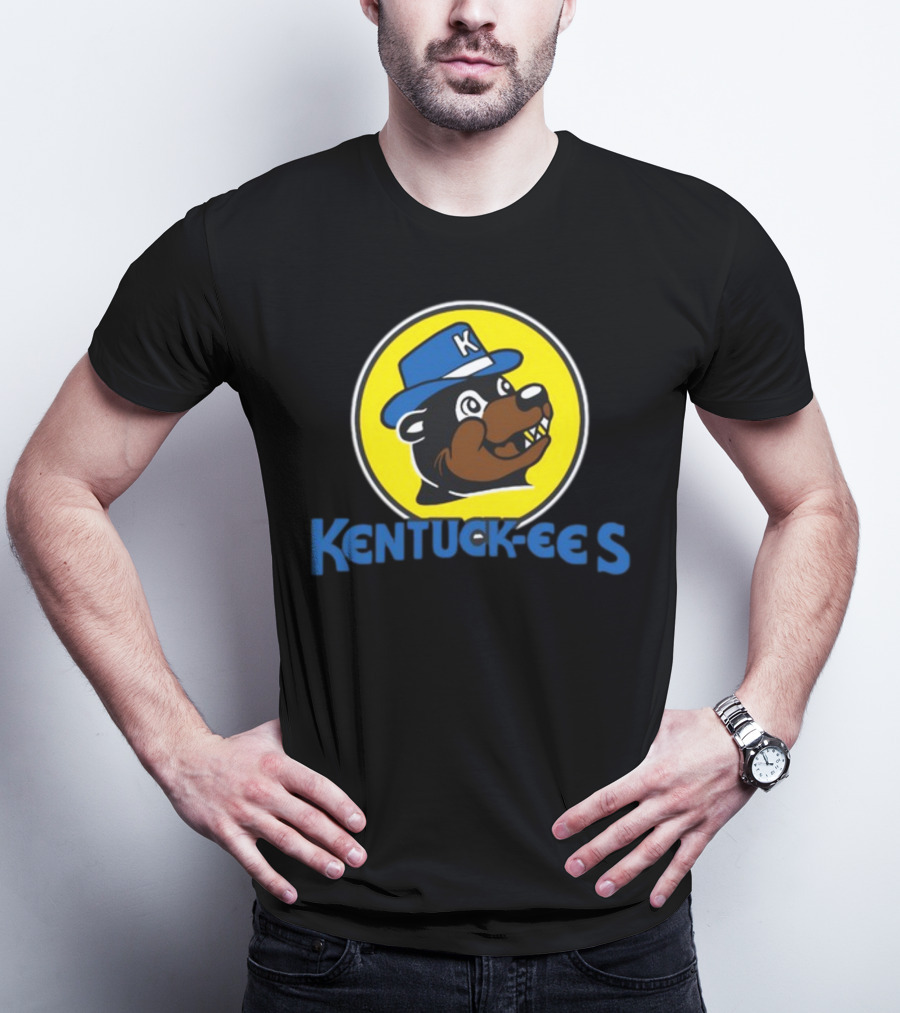 Kentuckee's Bear With Blue K Hat In Yellow Circle T-Shirt