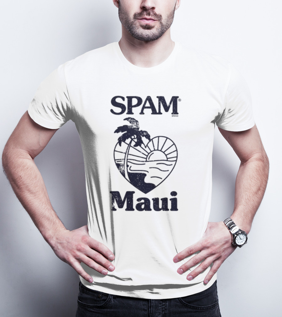 SPAM Maui Sunset Heart Palm Tree T-Shirt