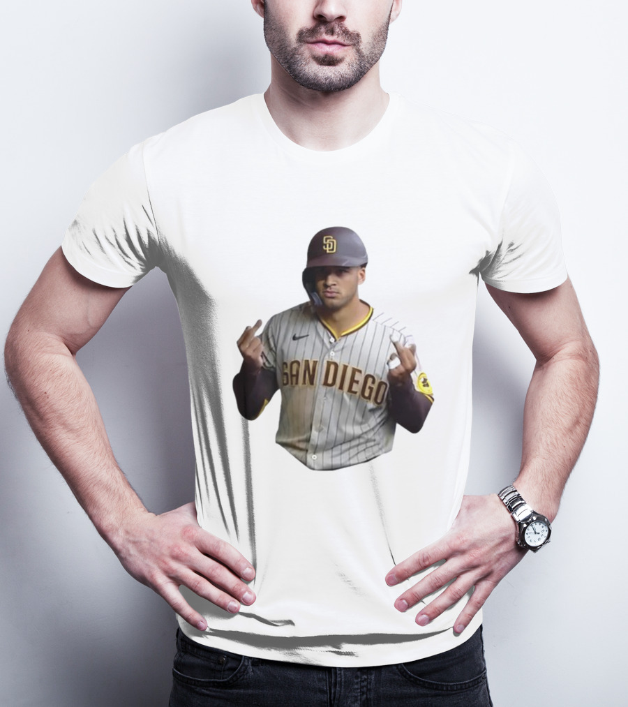 San Diego Baseball Player Gesture In Pinstripe Jersey T-Shirt
