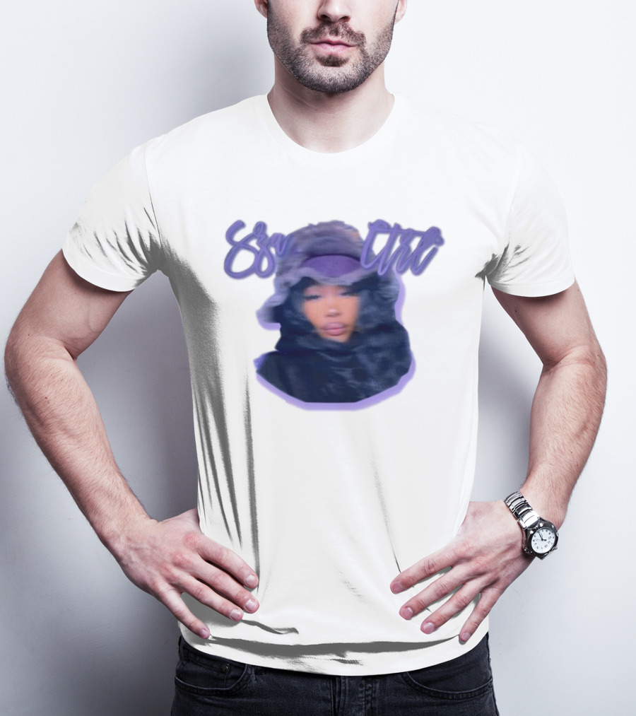 Meechy Club Sza Ctrl Portrait With Fuzzy Hood And Purple Gradient Text T-Shirt