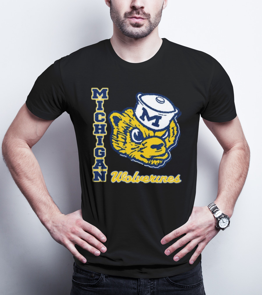 Michigan Wolverines Vintage Sailor Bear Logo '47 Phase Out Throwback Franklin T-Shirt
